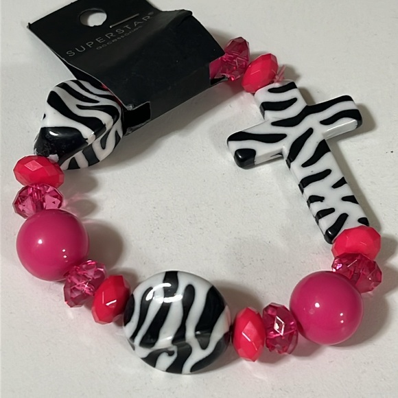 Superstar | Jewelry | Hot Pink Black And White Zebra Print Cross ...